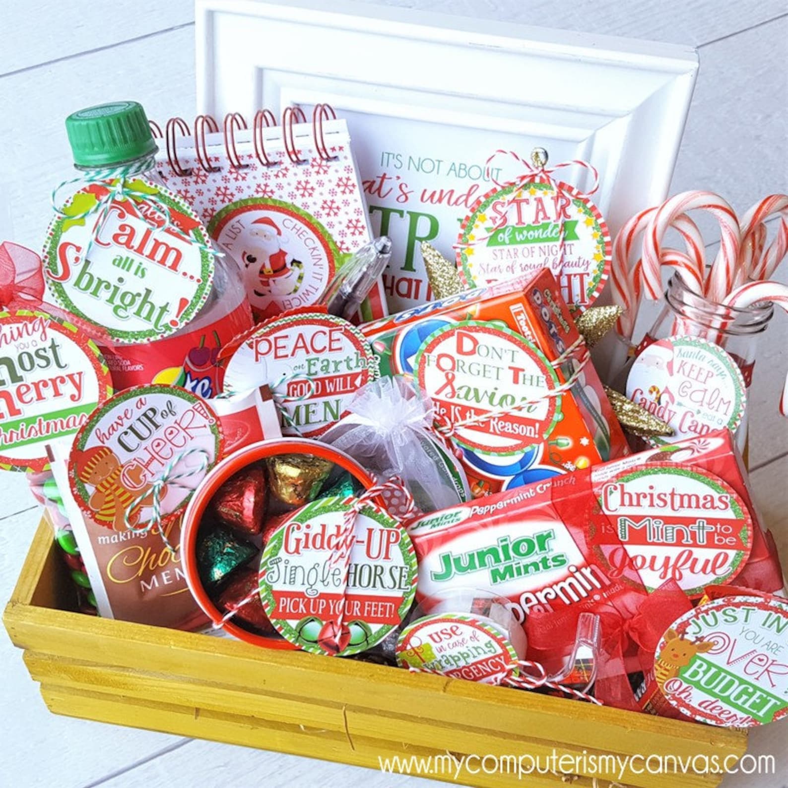 BOX of CHRISTMAS CHEER Printable Christmas Gift Tags Care - Etsy