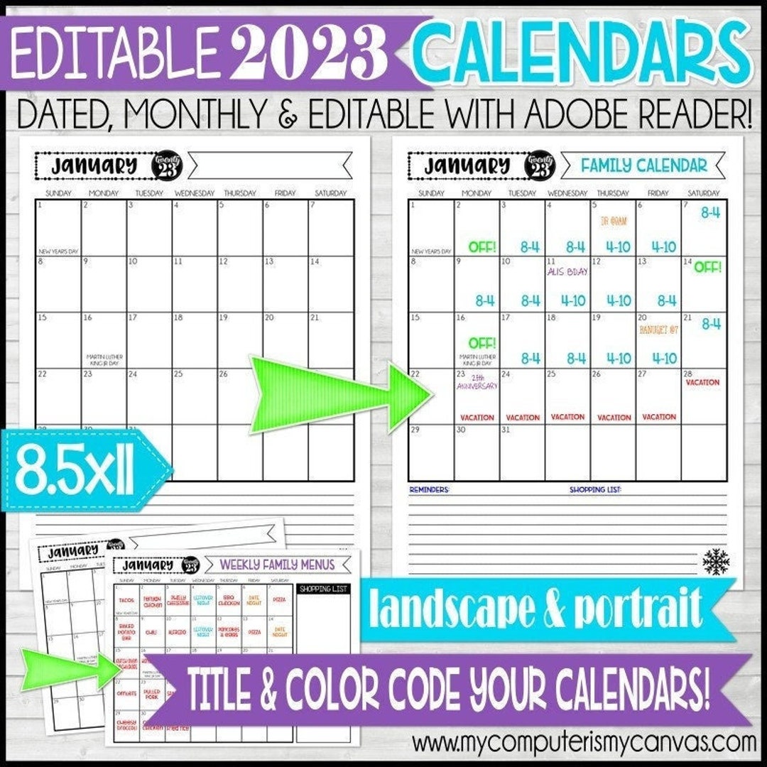 EDITABLE 2023 Calendar Printable Wall Calendar Monthly - Etsy