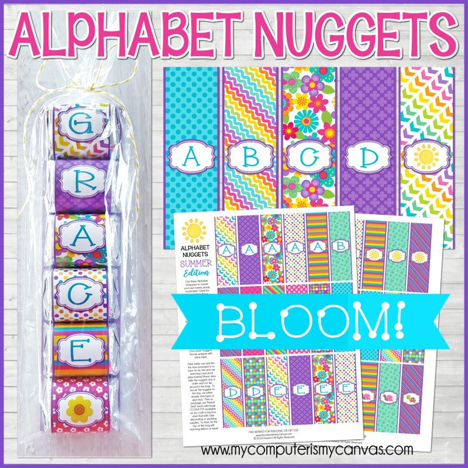ALPHABET Nugget Wrappers Bloom Edition Spell Out NAMES and - Etsy