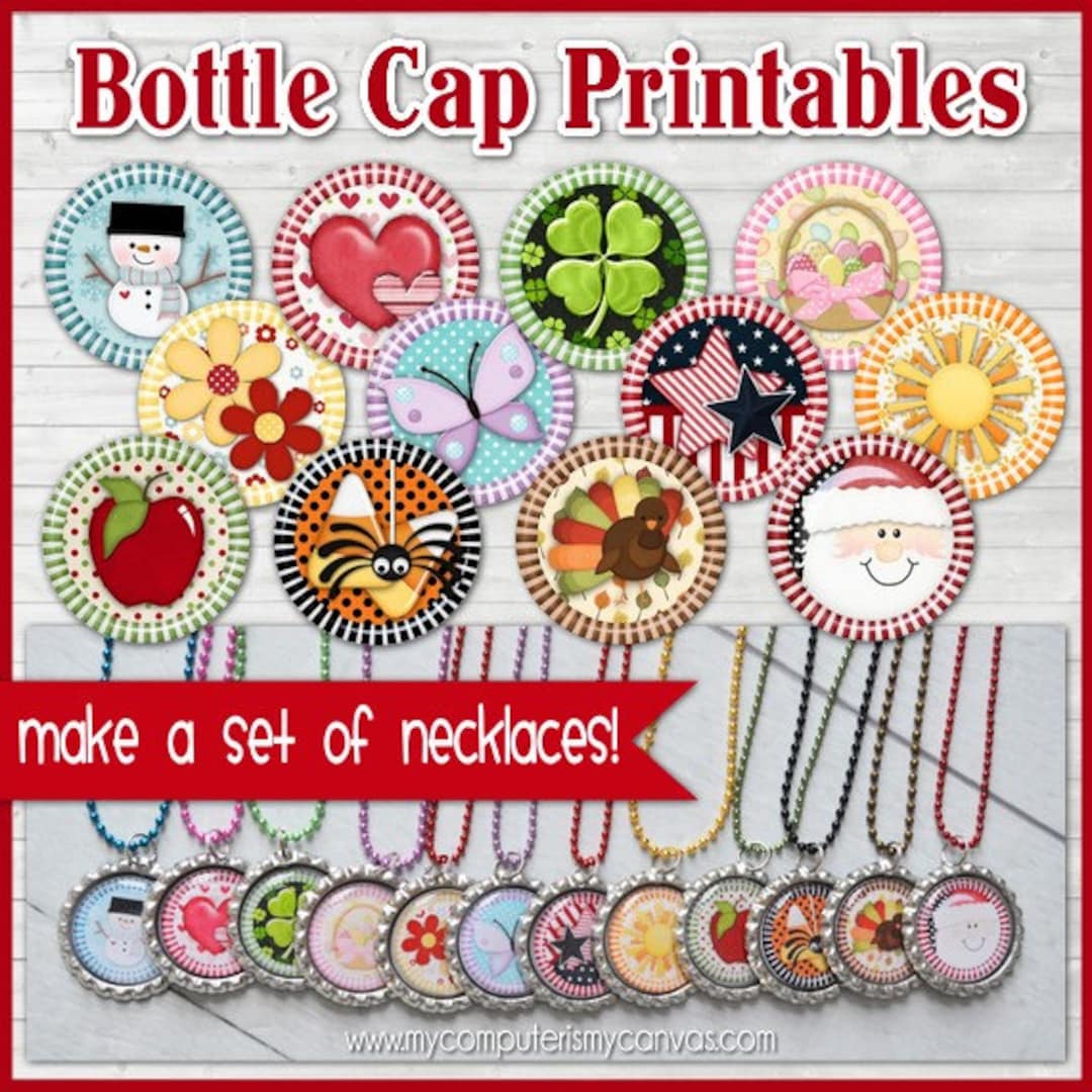 Annual Bottle Cap Image Collection, Monthly Holiday INCHIE - Printable ...