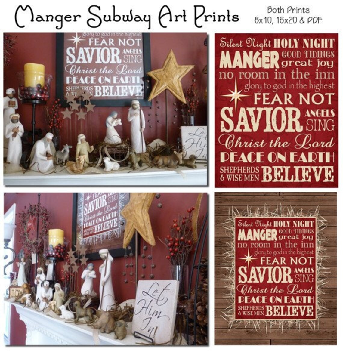 Christmas Manger Nativity Subway Art - Printable INSTANT DOWNLOAD - Etsy