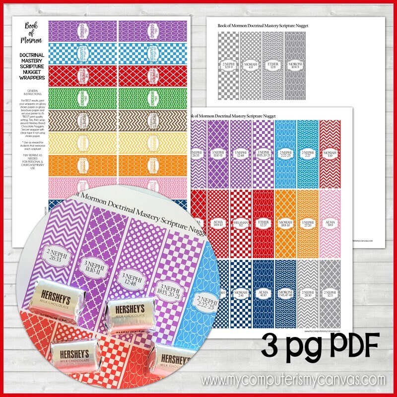 Doctrinal Mastery Nugget Wrappers, Book of Mormon, Seminary Printable ...