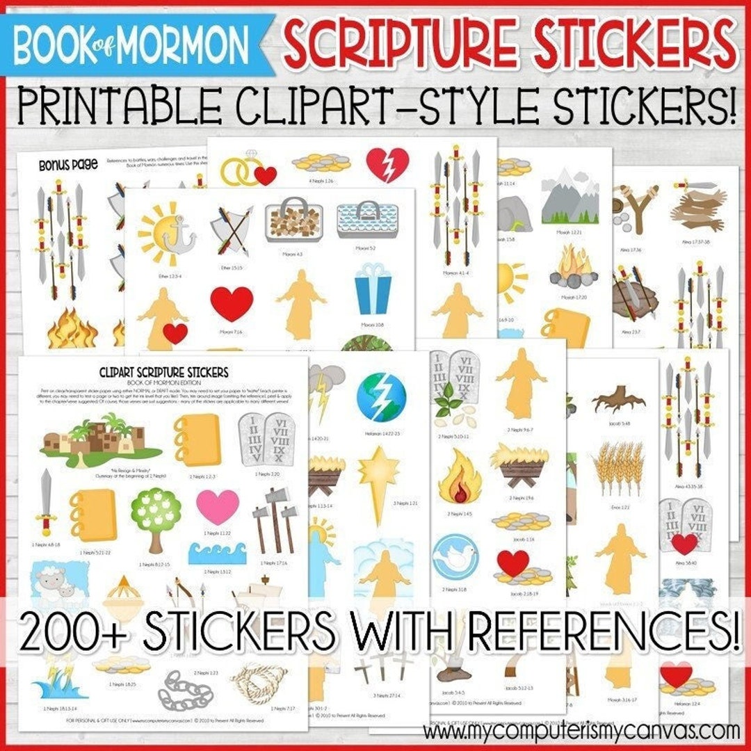 Book of Mormon Stickers, Scripture Stickers, Clipart Stickers, Come ...