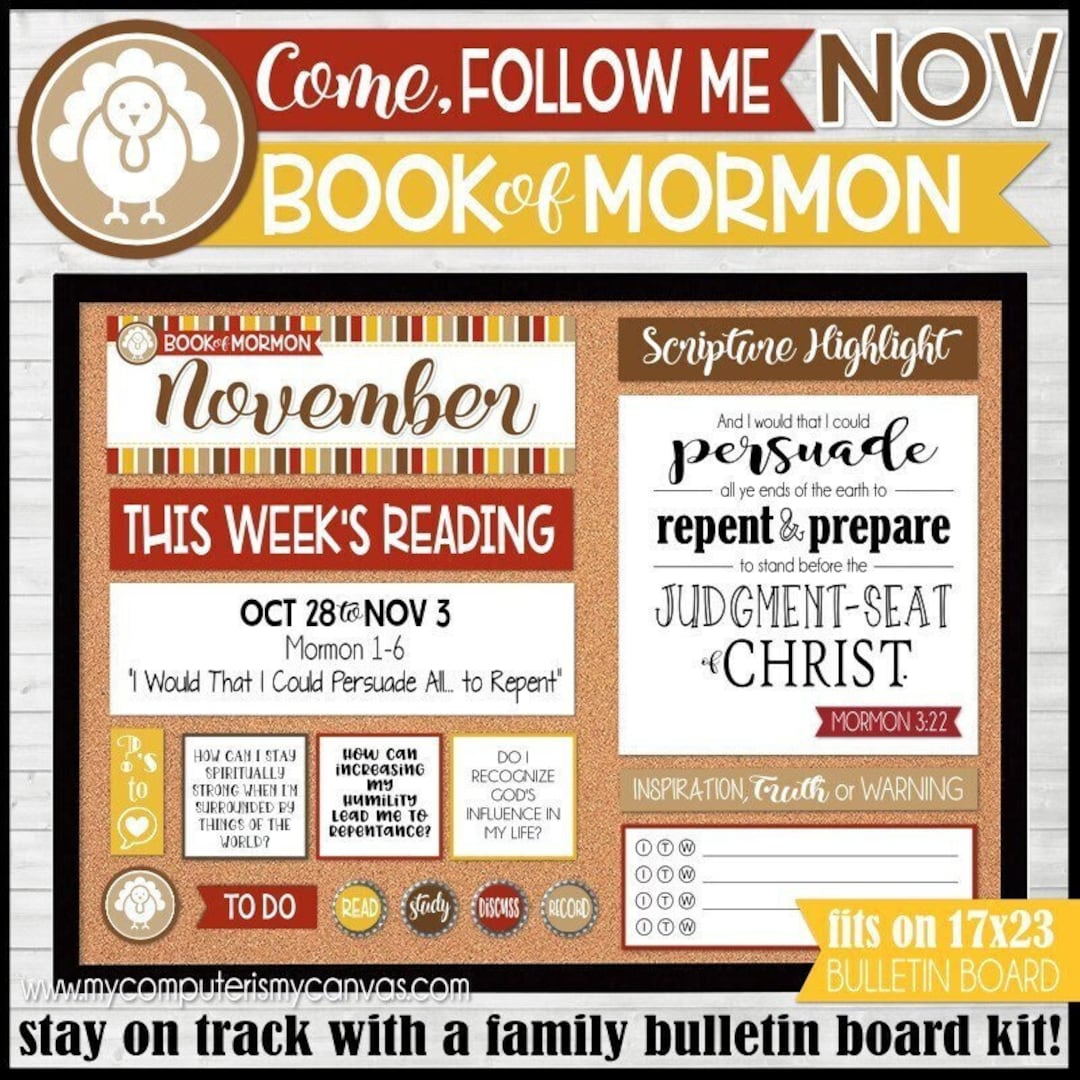 NOVEMBER 2024 Come Follow Me Family Bulletin Board Kit PRINTABLES, Book ...