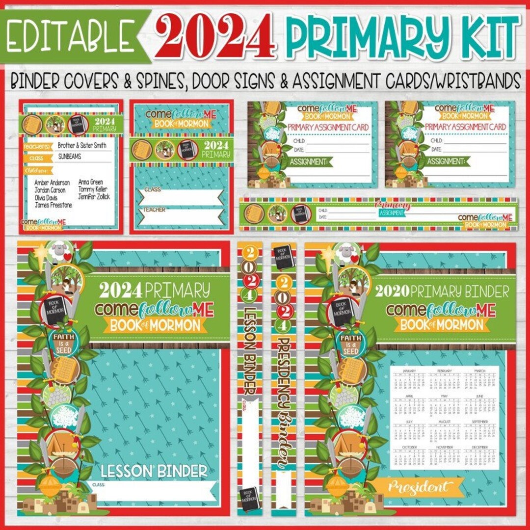 2024 PRIMARY Kit, Binder Covers, Door Signs, Primary Assignment Cards ...