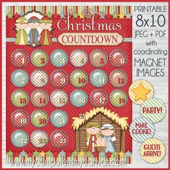 Christmas Countdown NATIVITY Themed Advent With Baby Jesus - Etsy
