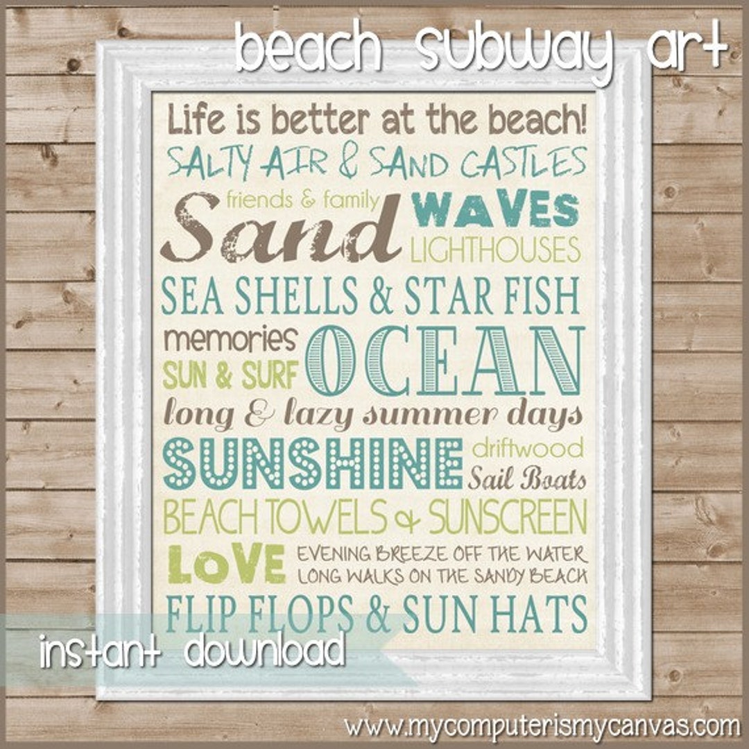 Beach Subway Art Sign, Ocean & Sand - Printable Instant Download - Etsy