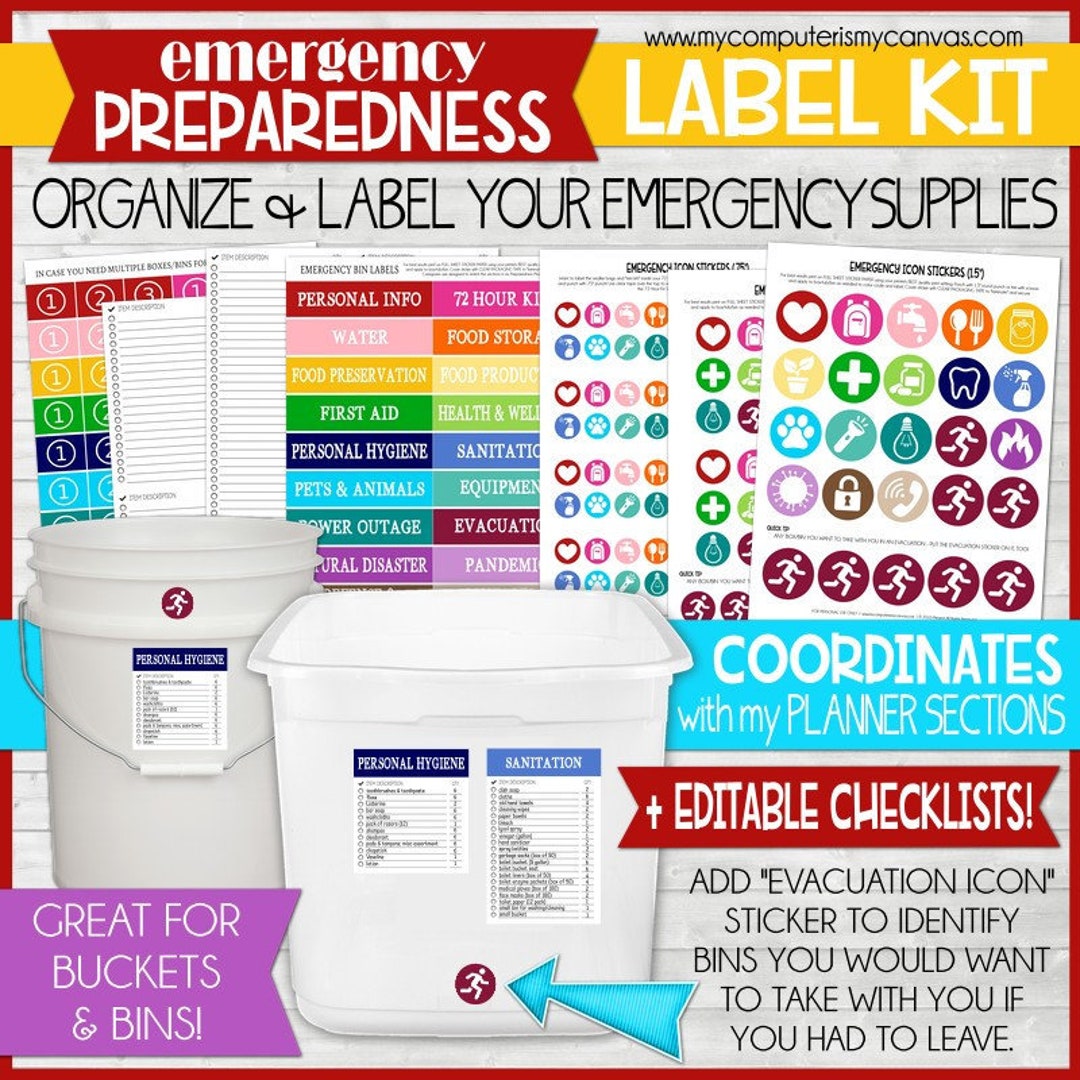 EMGERGENCY PREPAREDNESS Bin Labels, Evacuation Organization, Emergency ...