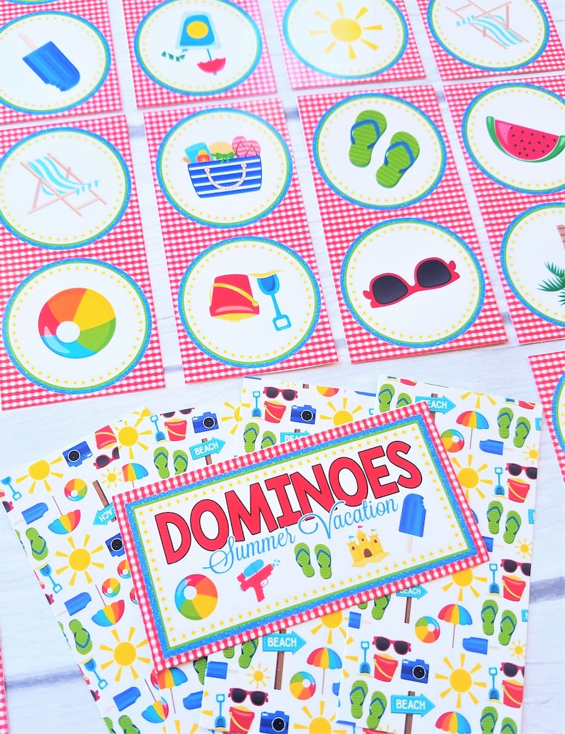 Summer DOMINOES Printable Game Picnic Party Game Summer | Etsy