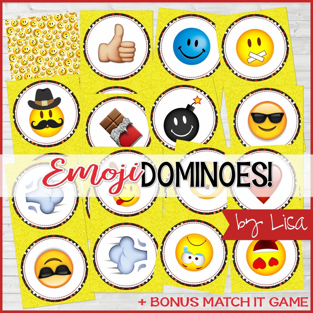EMOJI DOMINOES Printable Game, Emoji Game, Emoji Party Printables ...