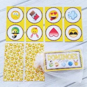 EMOJI DOMINOES Printable Game, Emoji Game, Emoji Party Printables ...