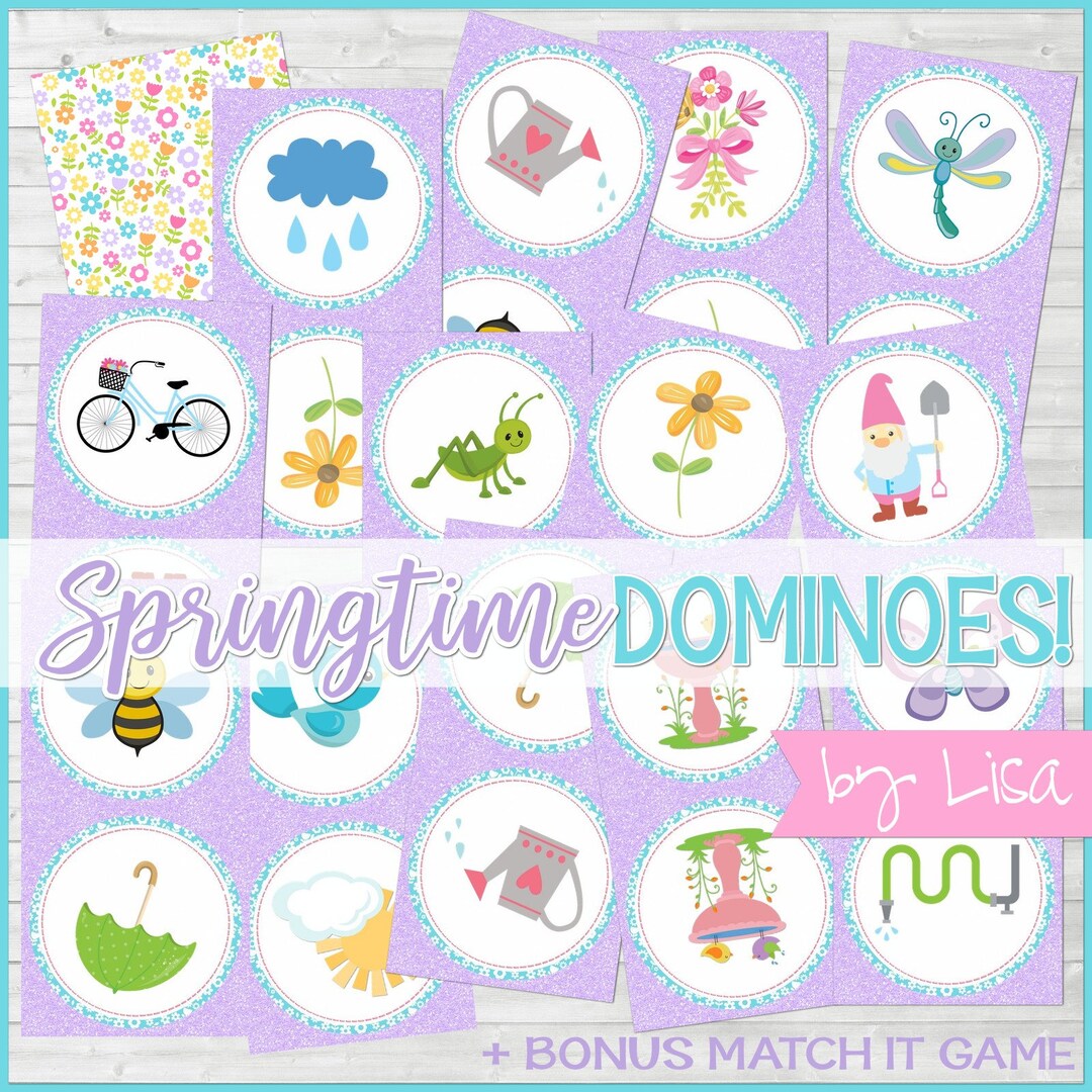 Printable SPRING Game, DOMINOES, Bugs & Flowers, Party Game, Party ...