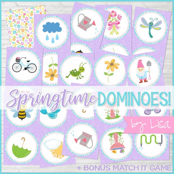 Printable SPRING Game DOMINOES Bugs & Flowers Party Game - Etsy