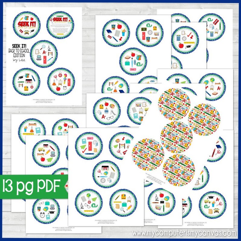 Back to SCHOOL Seek It Match Game Classroom Party Game Party - Etsy