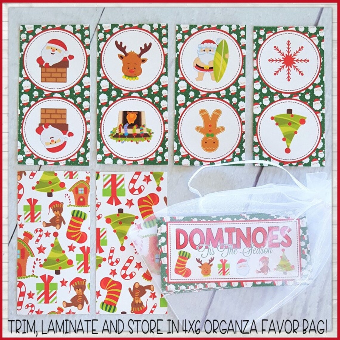 Christmas DOMINOES PRINTABLE Christmas Games Party Game - Etsy