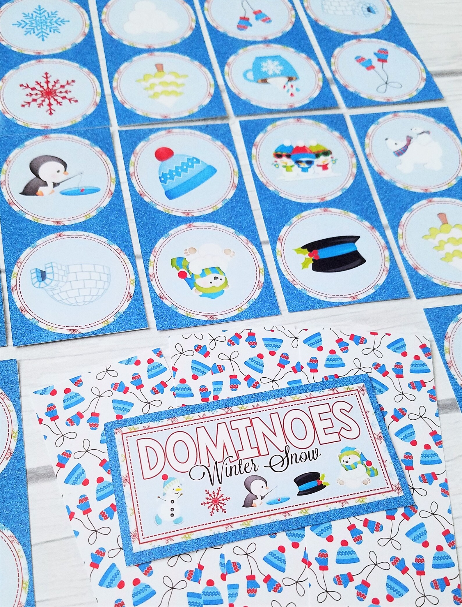 Winter DOMINOES Printable Game Snowman Game Snowman | Etsy