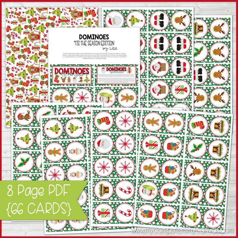 Christmas DOMINOES PRINTABLE Christmas Games Party Game | Etsy