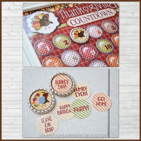 Thanksgiving Countdown Turkey Day ADVENT Printable Instant | Etsy