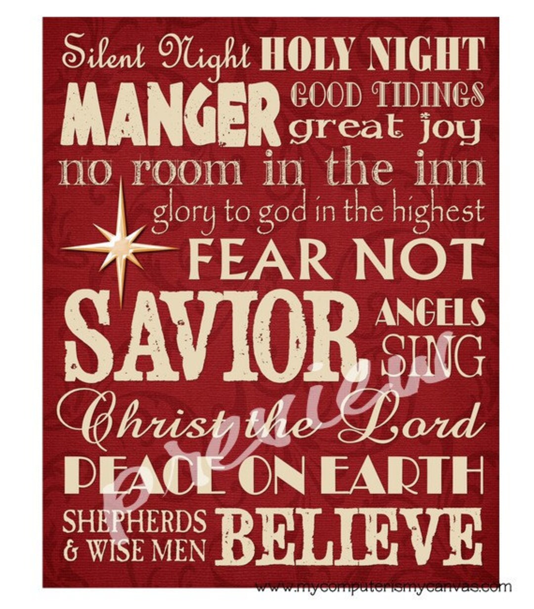 Christmas Manger Nativity Subway Art - Printable INSTANT DOWNLOAD - Etsy