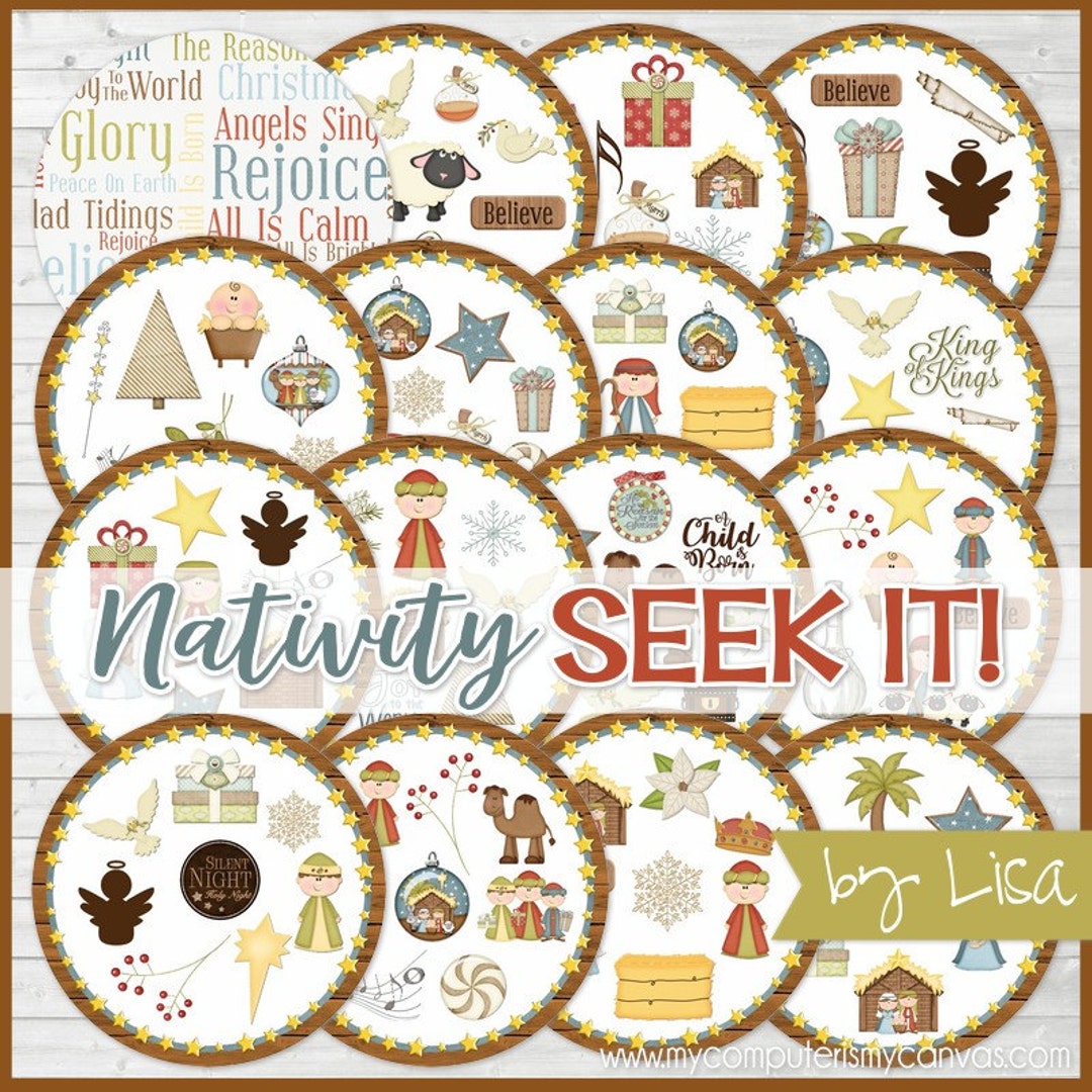 NATIVITY SEEK IT Match Game, Christmas Printables, Party, Family Game ...