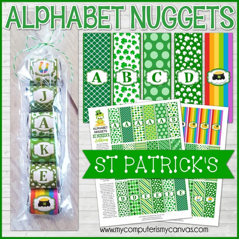ALPHABET Nugget Wrappers St. Patrick's Day Nugget - Etsy