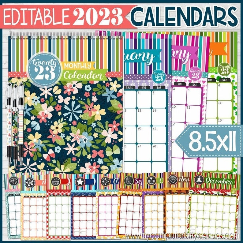 EDITABLE 2023 Desk Calendar, Printable Wall Calendar, Monthly Calendar ...