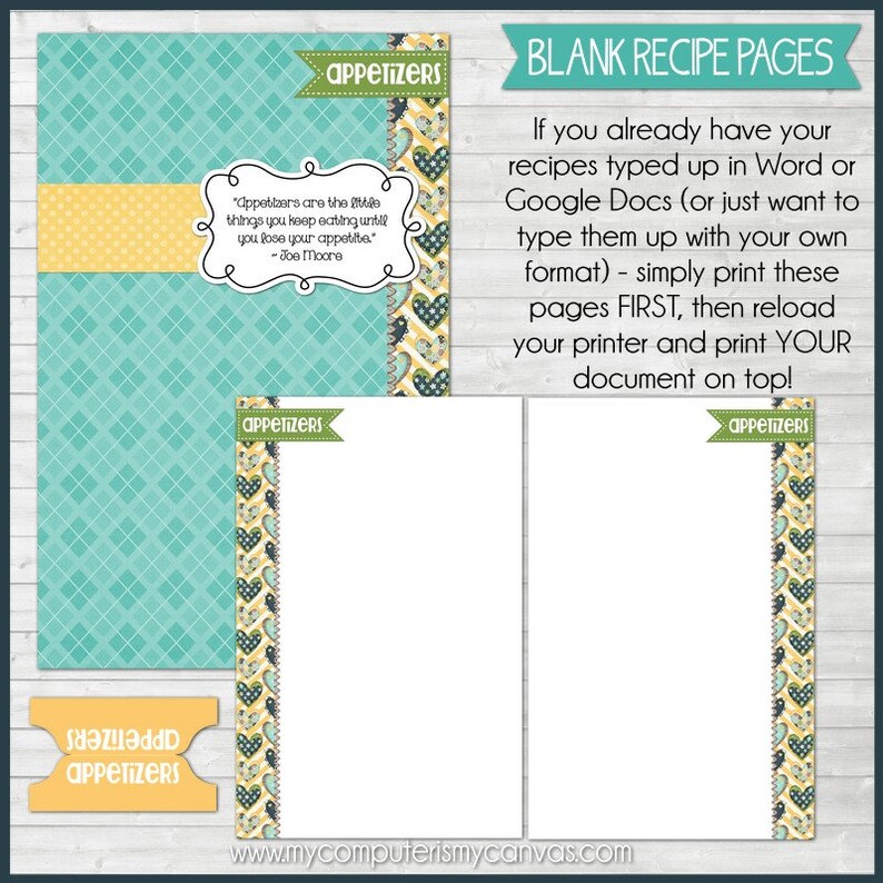 EDITABLE Recipe Binder Kit Printables navy Recipe Book - Etsy