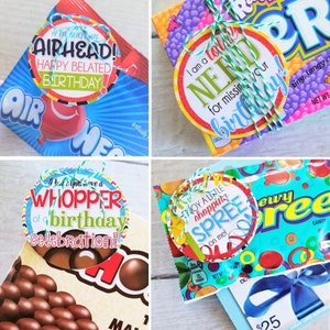 BOX of Birthday Wishes, Printable Gift Tags, Candy Grams, Party Favor ...