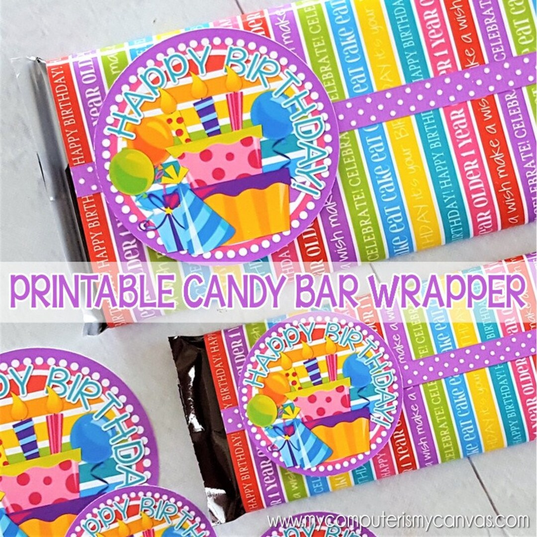 BIRTHDAY Candy Bar Wrapper, Birthday Gift Tag, Happy Birthday ...