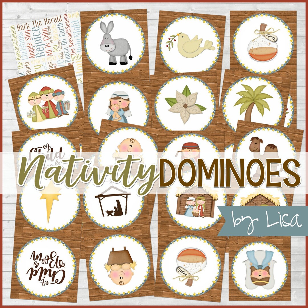 Printable Nativity Game, Christmas DOMINOES, Holiday Party Game, Party ...