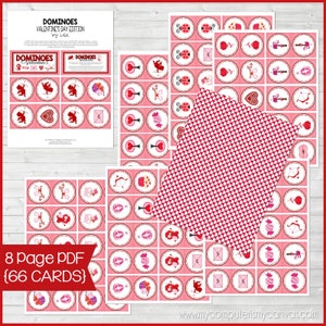 Printable Valentine's Game, DOMINOES, Valentine's Day, Class Party Game ...