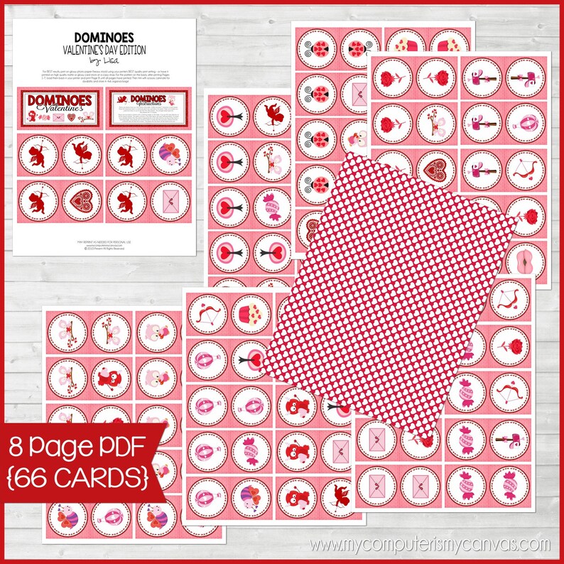 Printable Valentine's Game DOMINOES Valentine's Day - Etsy