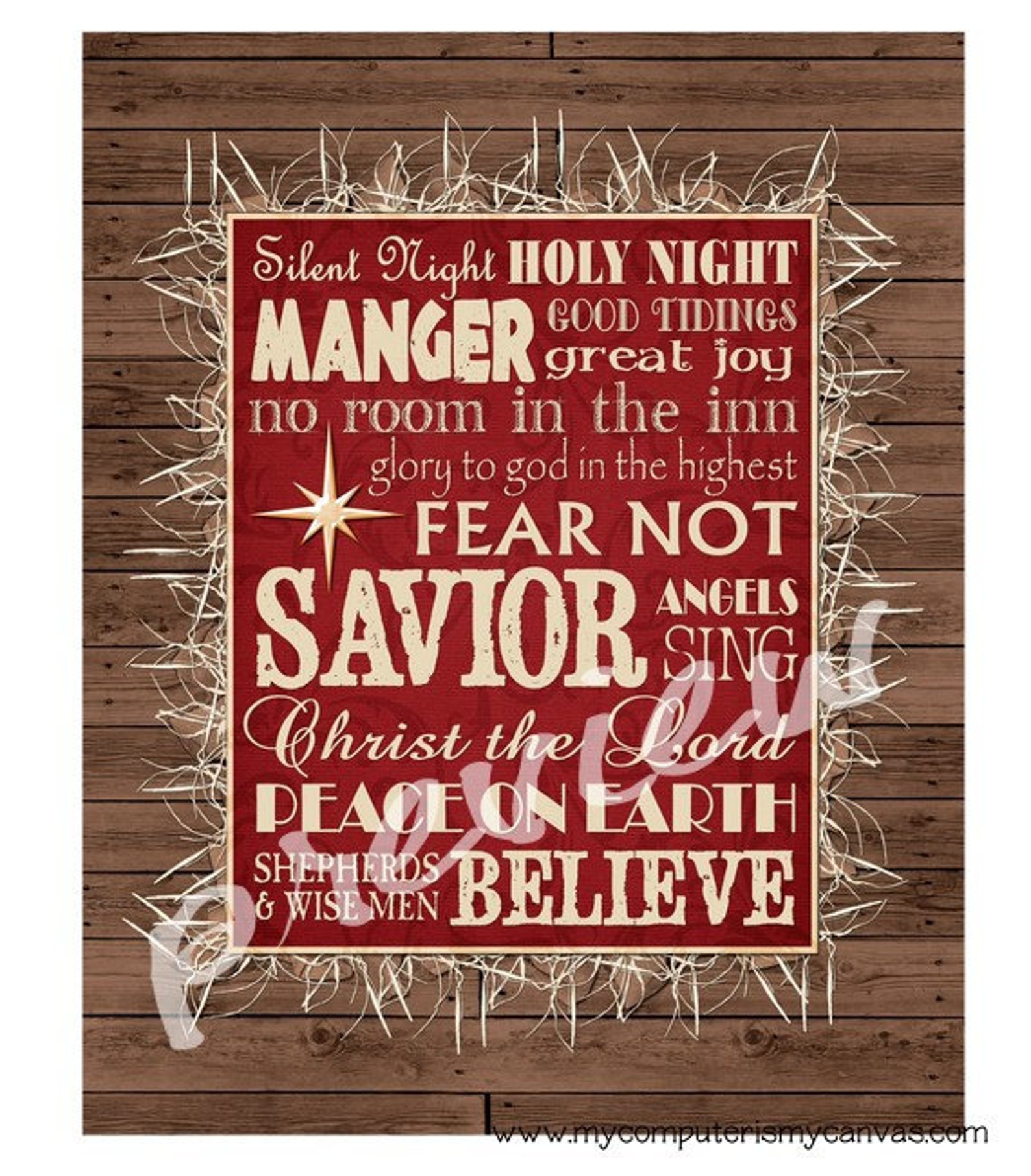 Christmas Manger Nativity Subway Art - Printable INSTANT DOWNLOAD - Etsy