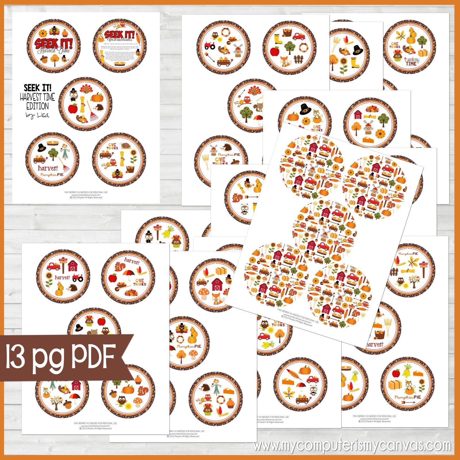 Printable Thanksgiving Game Harvest Time SEEK IT Match Game - Etsy