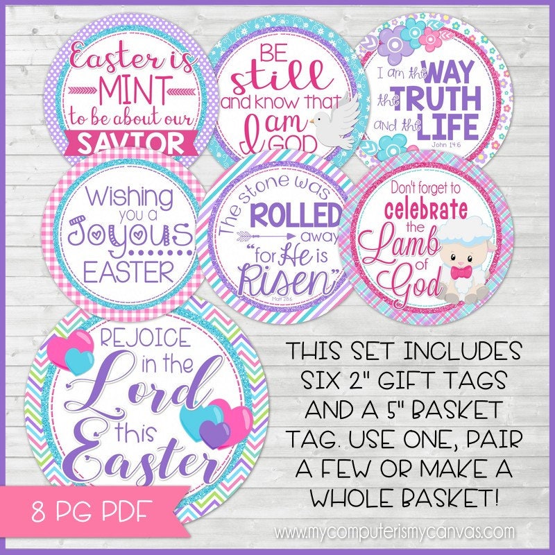 RELIGIOUS Easter Basket Gift Tags, Christian Easter Gifts, Easter ...