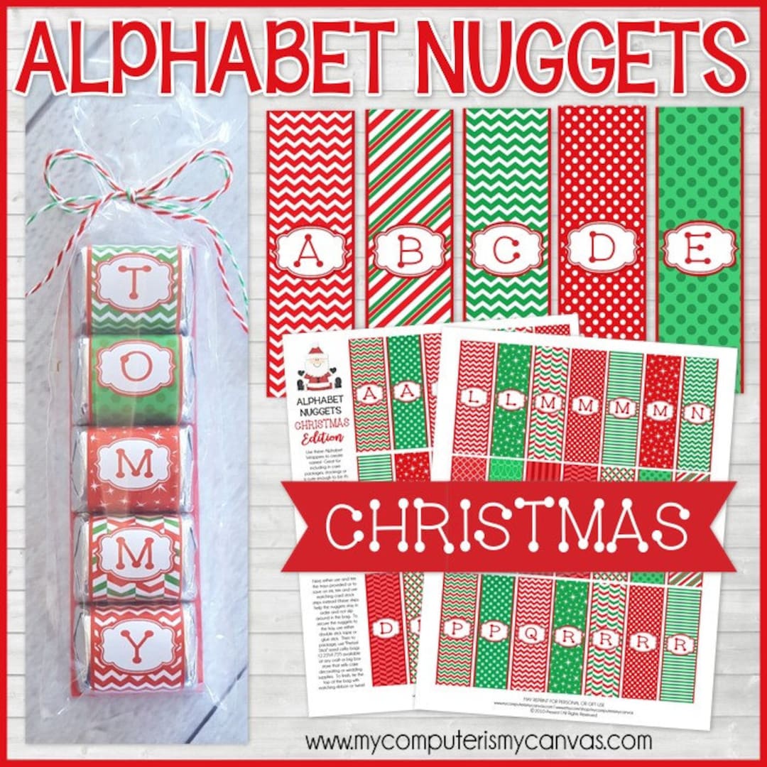 ALPHABET Nugget Wrappers, Christmas Nugget Wrapper, Spell Out NAMES and ...
