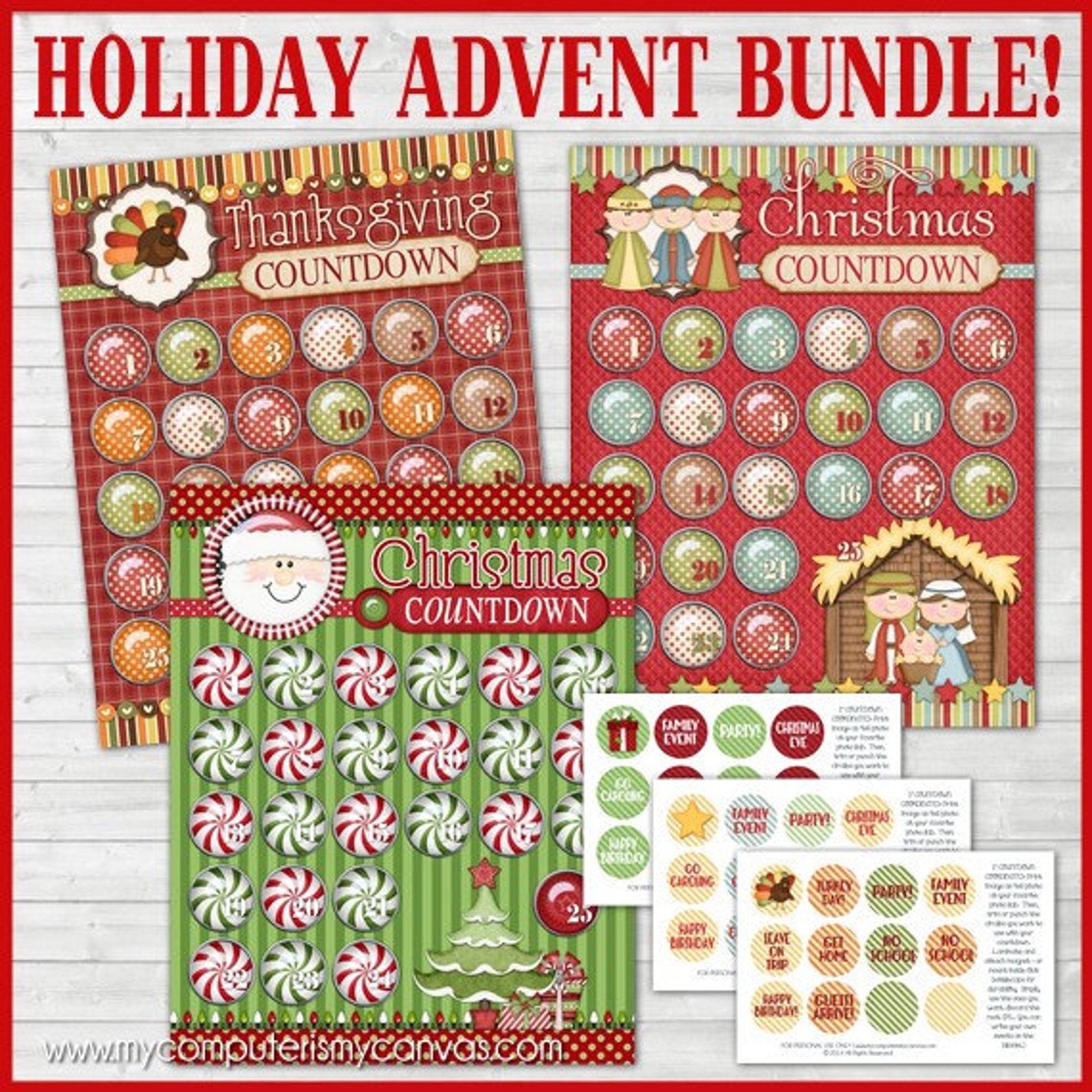HOLIDAY ADVENT BUNDLE Thanksgiving Christmas santa and - Etsy