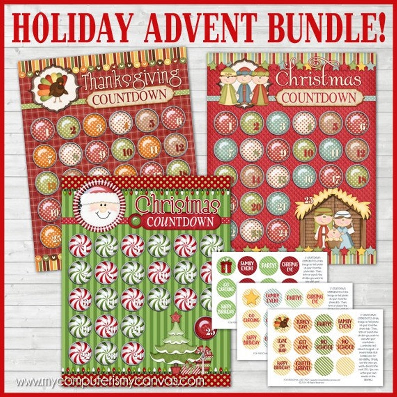 HOLIDAY ADVENT BUNDLE Thanksgiving Christmas santa and - Etsy