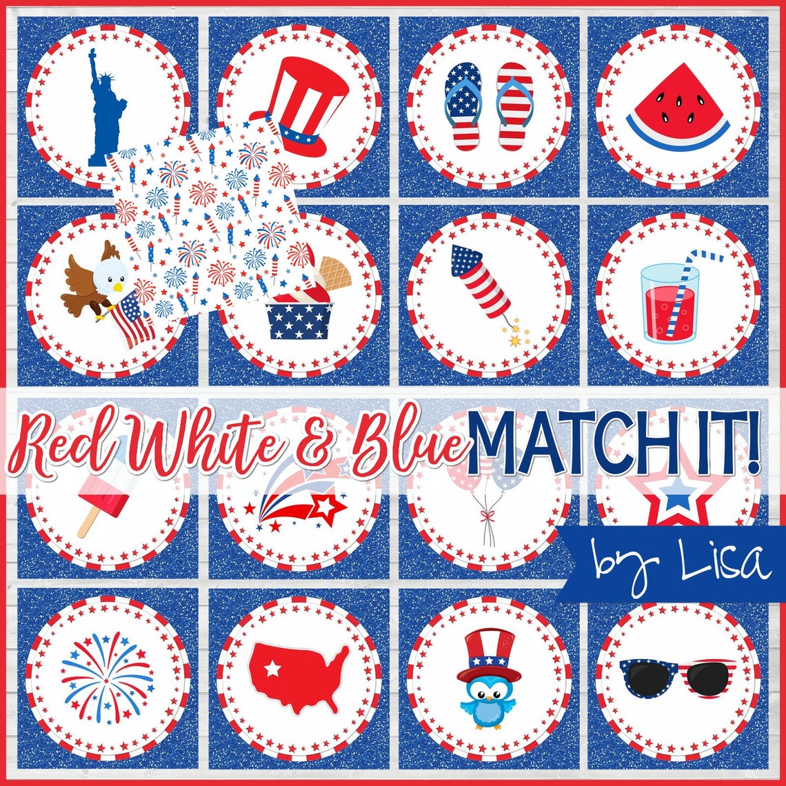 Patriotic DOMINOES Printable Game, Summer Picnic Party Game, 4th of ...