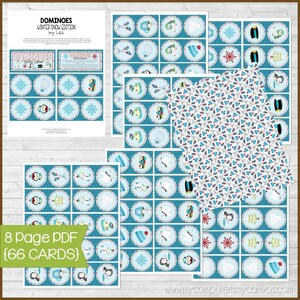 Winter DOMINOES Printable Game, Snowman Game, Snowman Printables ...
