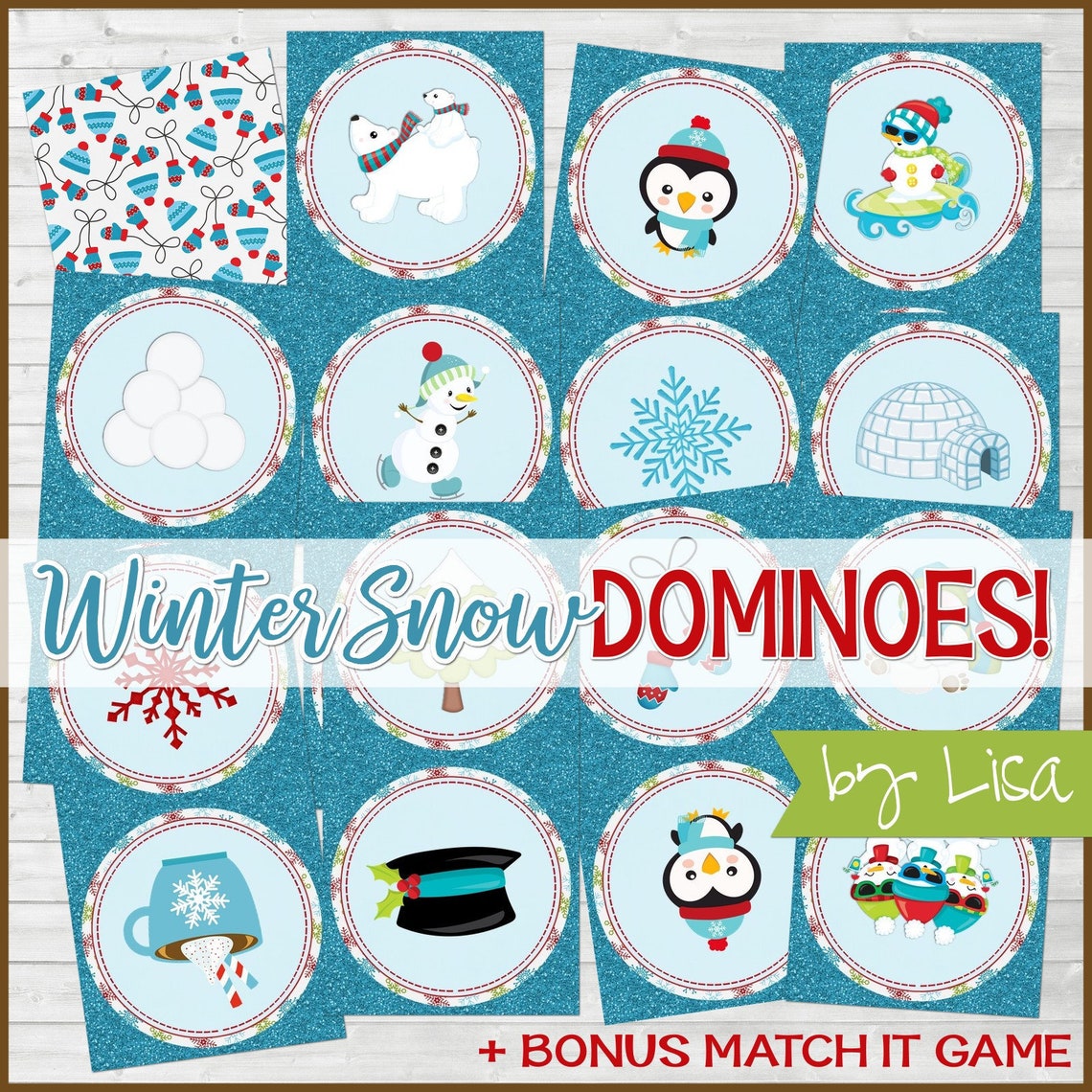 Winter DOMINOES Printable Game Snowman Game Snowman | Etsy