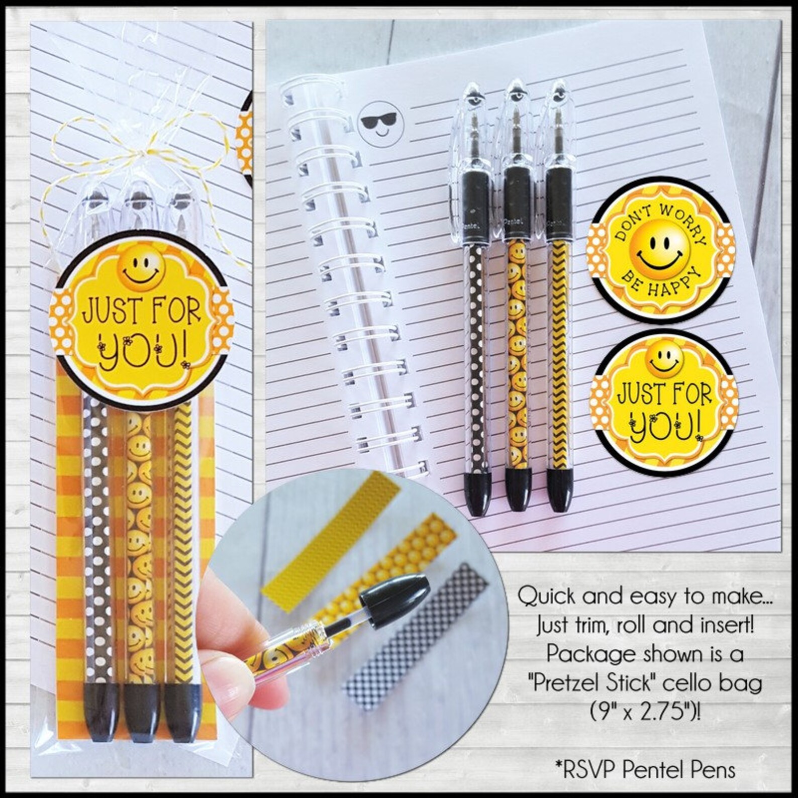 Don't Worry BE HAPPY Journal & Notebook Gift Set Emoji | Etsy