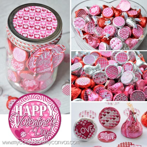 VALENTINE Chocolate KISS Mason Jar Tag & Topper Printable | Etsy