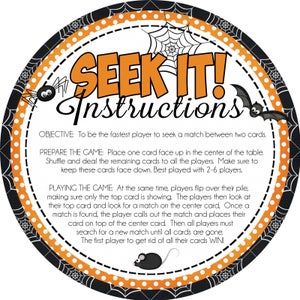 Halloween SEEK IT Match Game, Halloween Printables, Party Games, Class ...
