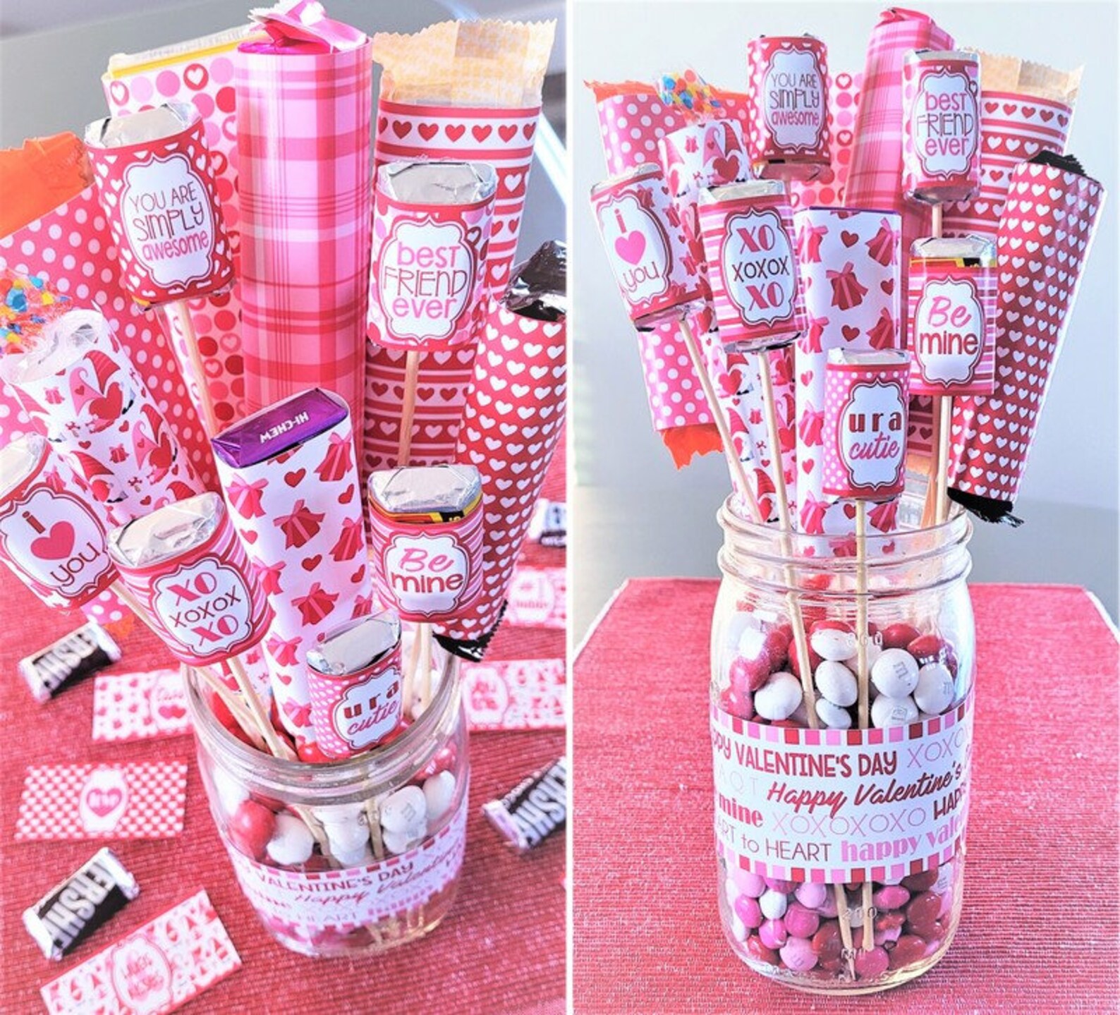Valentine's Day CANDY BAR BOUQUET Printable Candy Bar | Etsy