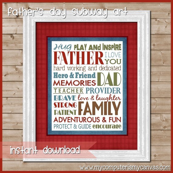 Father's Day or June Subway Art Printable INSTANT | Etsy