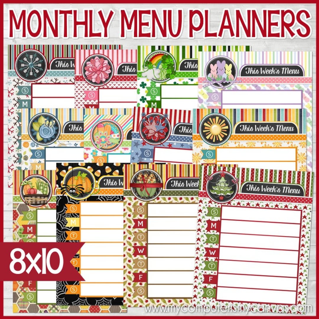 Monthly Menu Planner Collection, MENU BOARD, Monthly & Seasonally ...