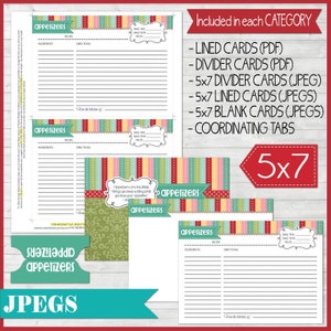 EDITABLE Red 5x7 Recipe Card Printables, Recipe Book, Recipe Printables ...