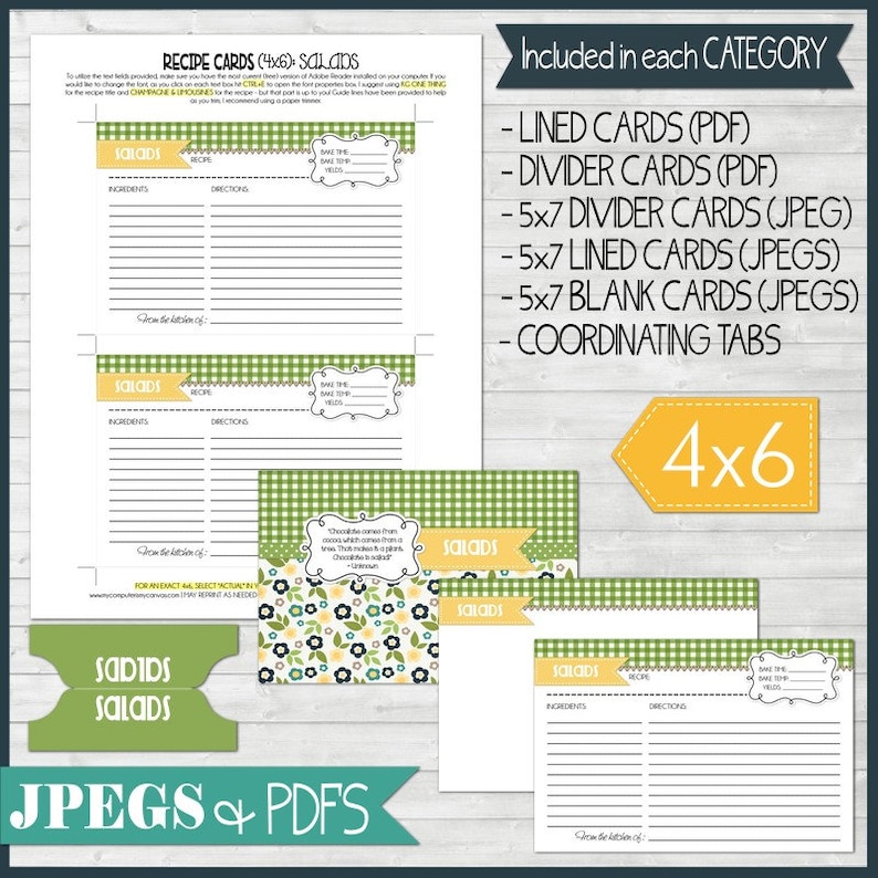 EDITABLE Navy 4x6 Recipe Card Printables Recipe Book Recipe - Etsy