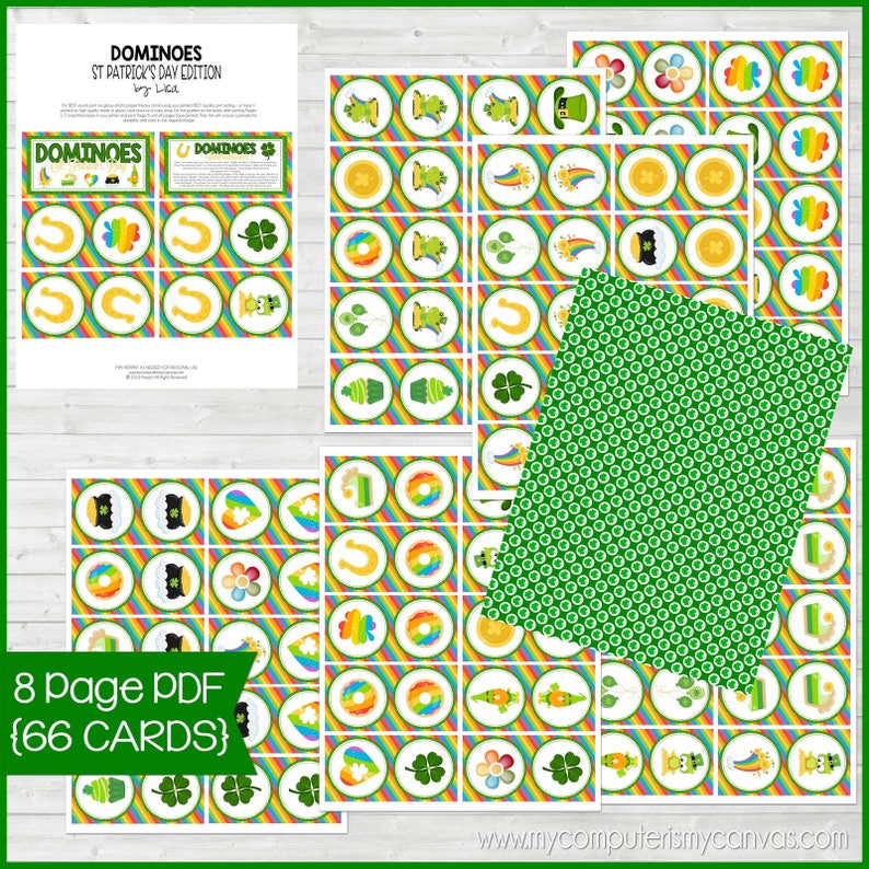 Printable St. Patrick's Day Game DOMINOES St. | Etsy